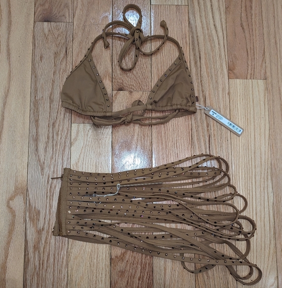 SKIMS | Swim | Nwt Skims Rhinestone Swim Set In Almond | Poshmark